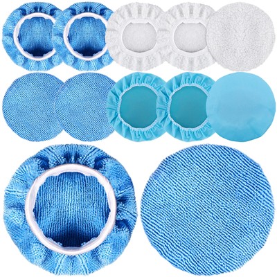 12 Pieces Car Polisher Pad Bonnet 5-6 Inch Polishing Bonnets Microfiber ...