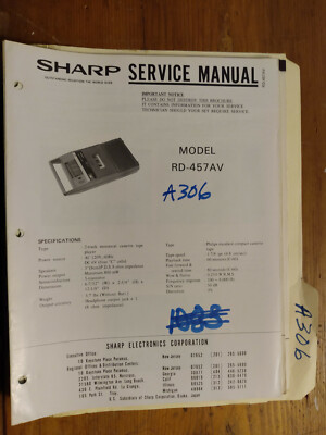 Sharp rd-457av Service Manual Original Repair Book tape deck player | eBay