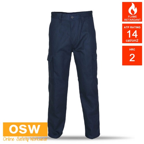 Mens Navy Cotton Flame Fire Retardant Anti-Static Work Cargo Pants ...
