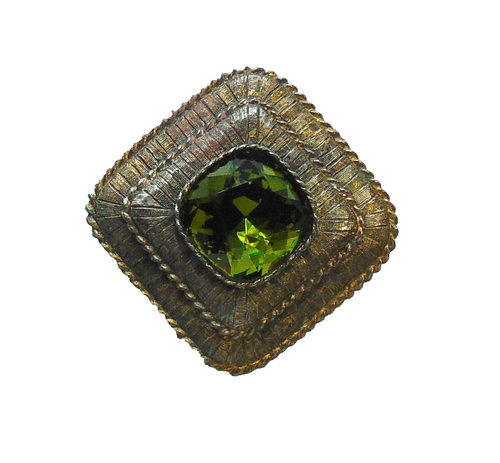 Vintage KRAMER Designer Piece Olive Green Crystal 4-Point Pin Brooch ...