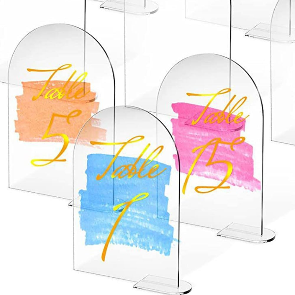 Arched Acrylic,15 Pack, Clear Arch Acrylic Sign Acrylic Wedding Table ...