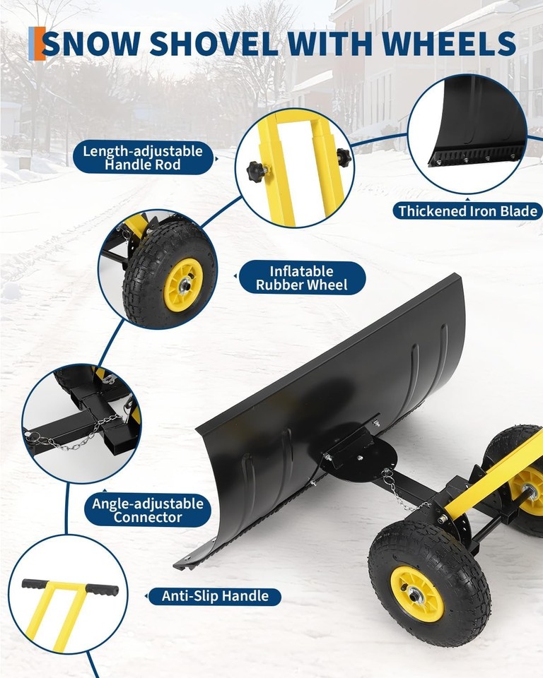 Heavy-Duty 29" Dual-Handle Snow Shovel with Adjustable Angles ...
