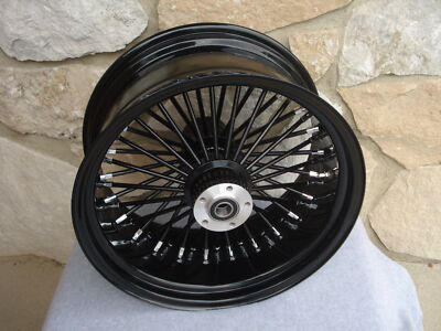 18X10.5" BLACK FAT SPOKE REAR DUAL DISC WHEEL FOR HARLEY CHOPPERS 300 ...