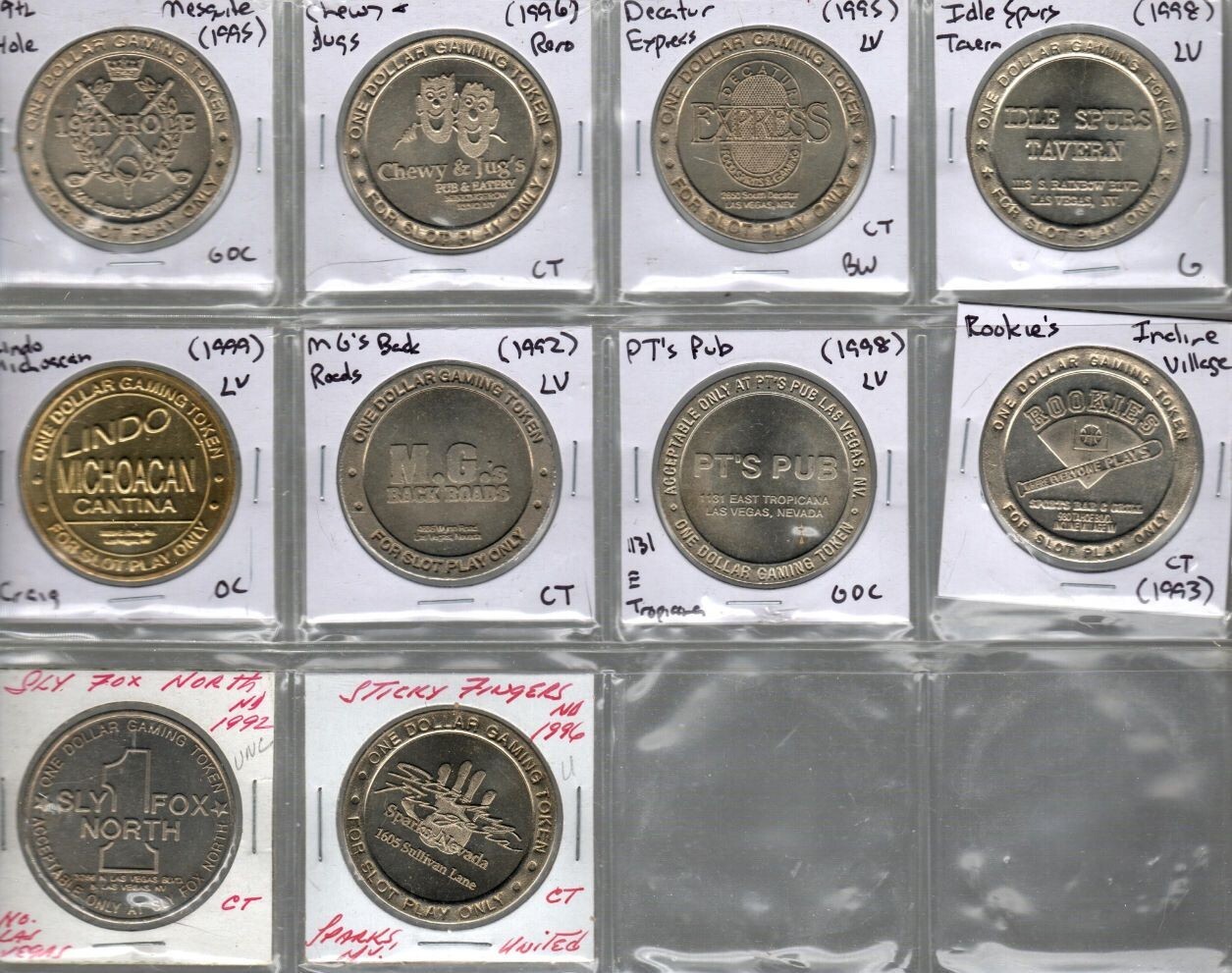 10 Nevada Route Tokens - All in Very Good to Uncirculated Condition ...