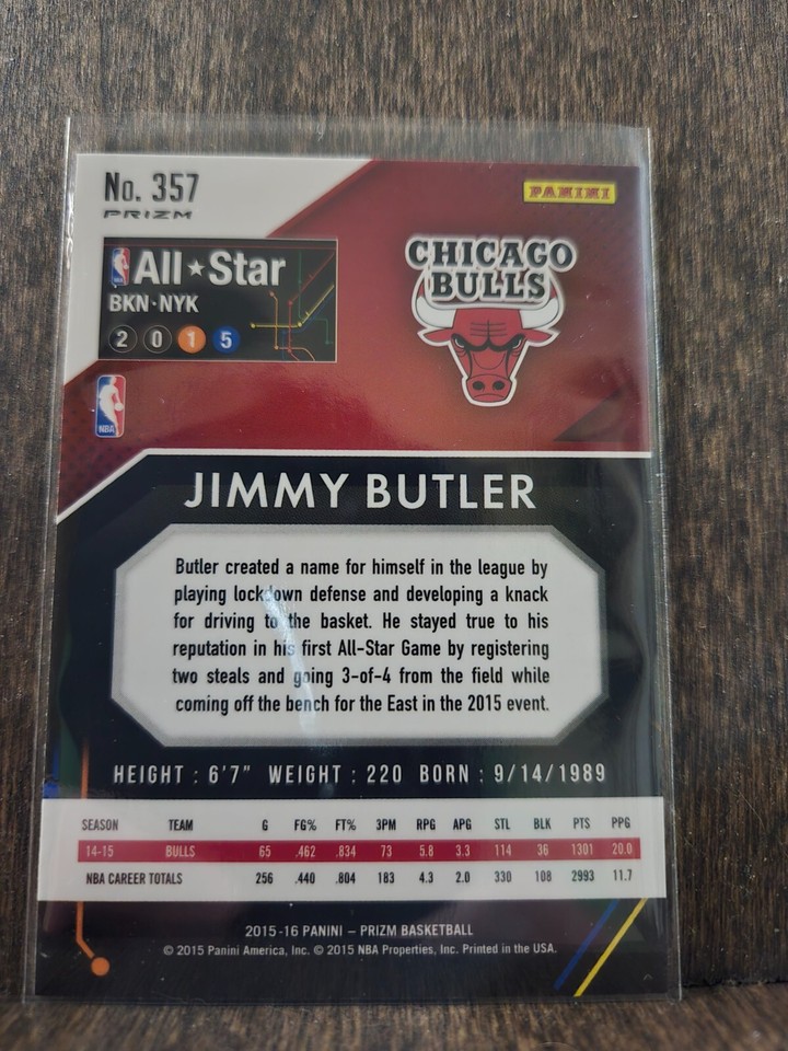 2015-16 Panini Prizm All-NBA Team Orange Wave Prizm Jimmy Butler #396 ...