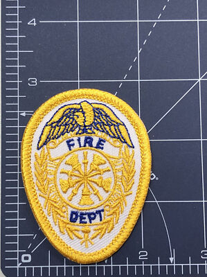 Fire Department Badge Patch Chief 5 Bugles Firefighter Gold on White FD ...