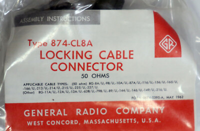 GR General Radio 874-CL8A Locking Cable Connector, 14mm, 50 ohms, NOS ...