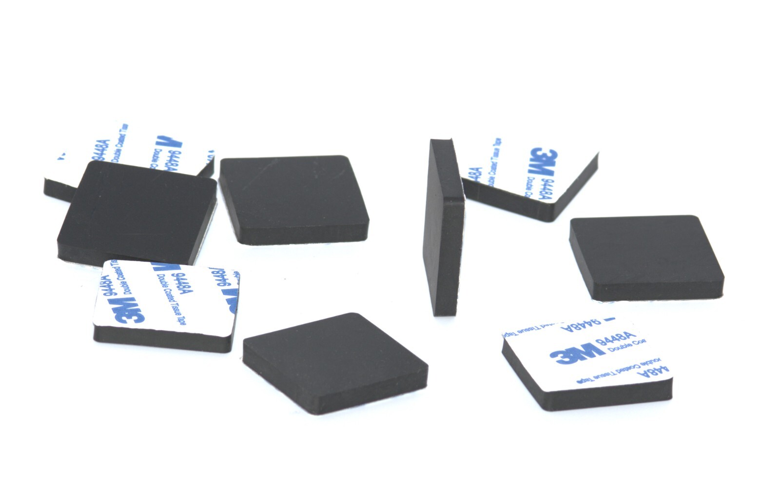 1 1/4” Square Rubber Bumpers 3/16" Thick 3M Adhesive Various Pack Sizes ...