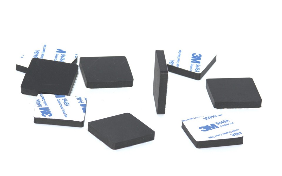 1 1/4” Square Rubber Bumpers 3/16" Thick 3M Adhesive Various Pack Sizes ...