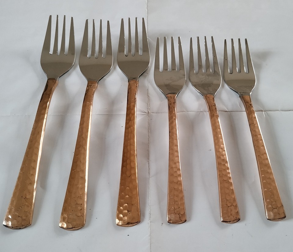 Stainless Steel Copper Handle Dinner Fork & Dessert Fork, Fruit Fork ...