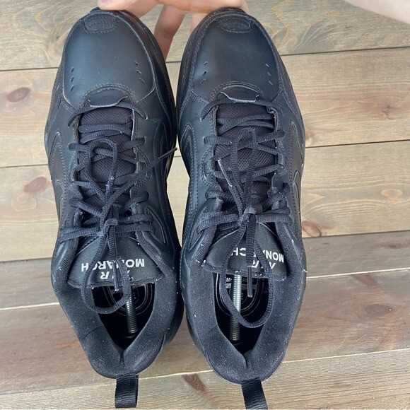 Nike air monarch IV Mens size 13 wide EEEE shoes black leather walking ...