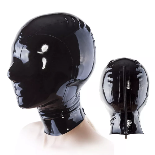 0.4mm Latex Rubber Hood Mask Only Open Nose Holes Back Zipper Club Wear ...