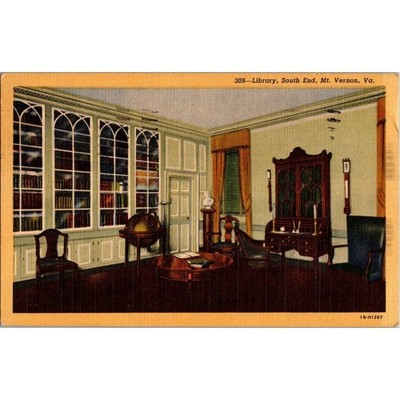 Vintage 1955 Postcard Of Mt. Vernon Library Postmarked With Handwritten ...