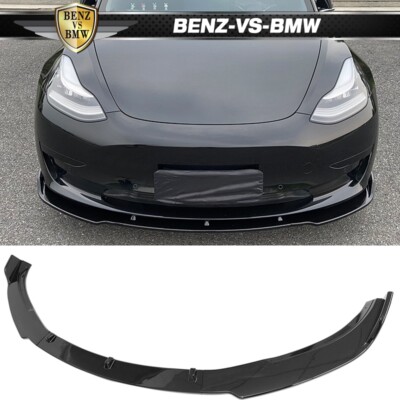 Fits 17-23 Tesla Model 3 Sedan IKON Style Front Bumper Lip PP Gloss ...