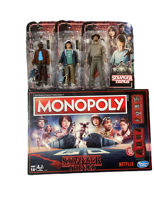 New Monopoly Stranger Things Edition Board Game and 3 action figures ...