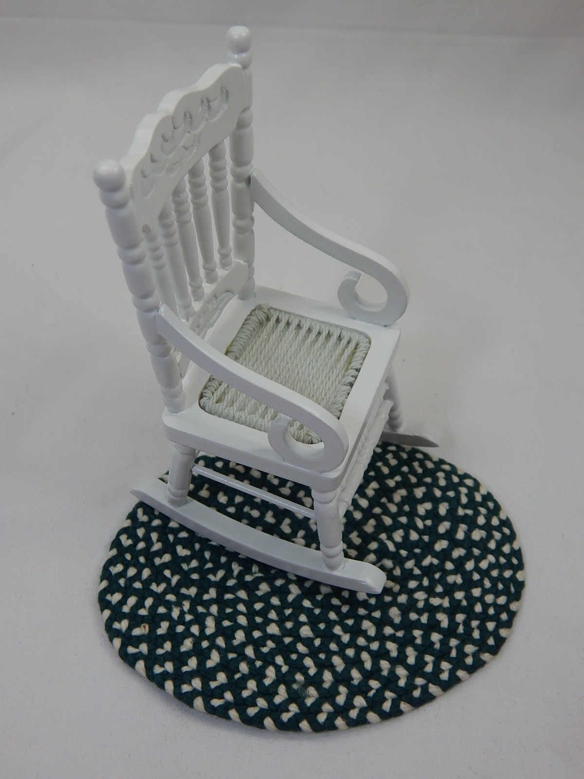 1:12 Scale Dollhouse Miniature Small Rocker Rocking White Chair With ...