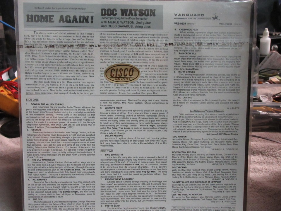 Doc Watson Home Again Vanguard/Cisco, 180g New Sealed | eBay