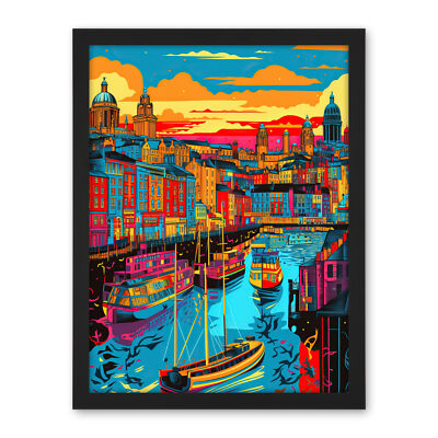 Vibrant Liverpool City Waterfront Sunset Cityscape Framed Wall Art ...