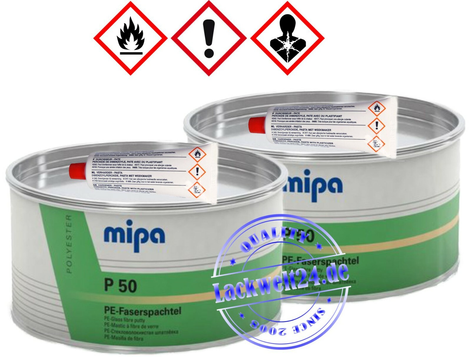 2 Dosen MIPA P50 Faserspachtel, inkl. Härter, grün, je 875g | eBay