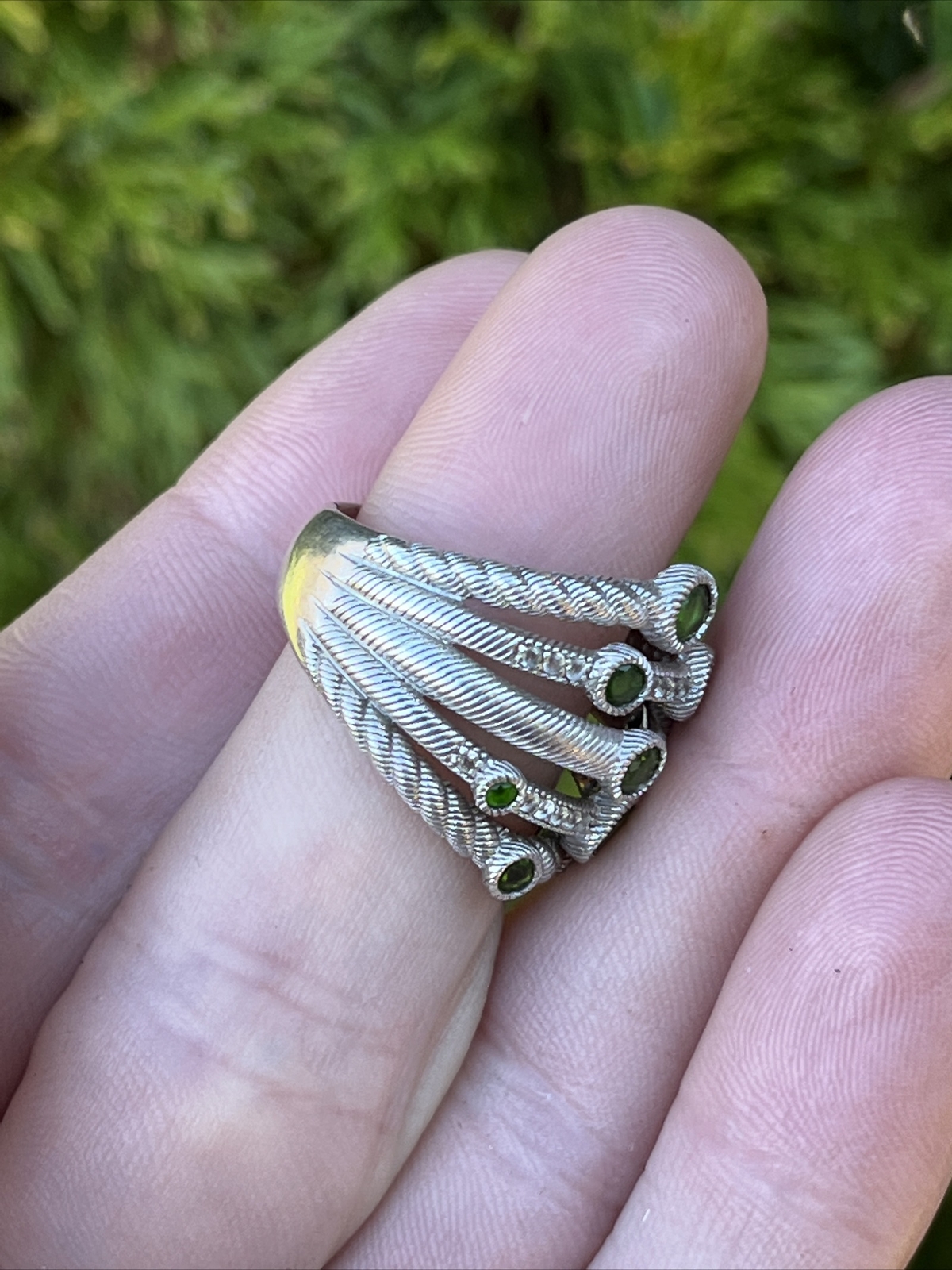 Judith Ripka Ring Sterling Silver Diopside Green Ston… - Gem