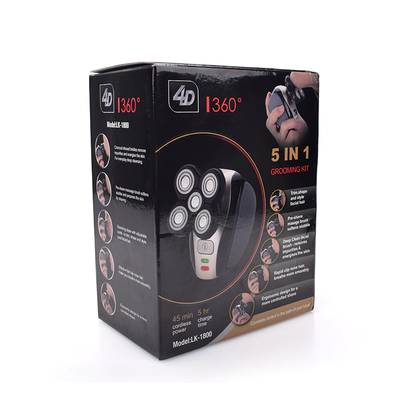 5-in-1 Rotary Electric Shaver 4D Rechargeable Bald Head Hair Beard ...
