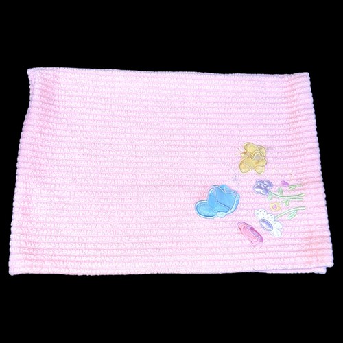 Baby Connection Chenille Pink Embroidered Butterfly Baby Blanket 28x40 ...
