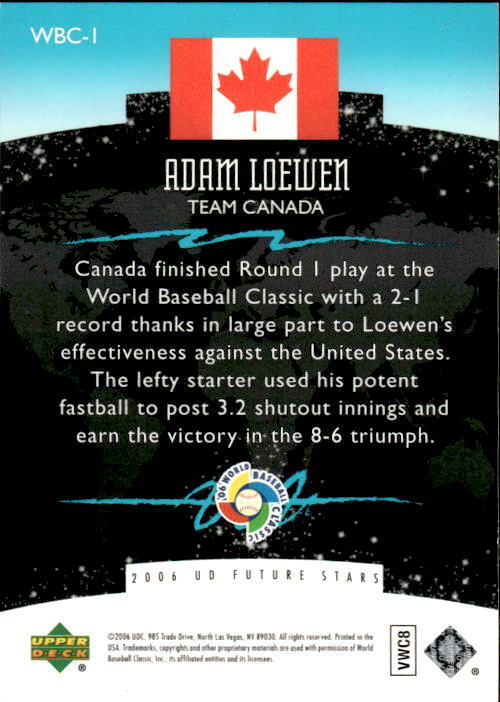 Adam Loewen 2006 Upper Deck Future Stars #WBC-1 World Future Stars ...