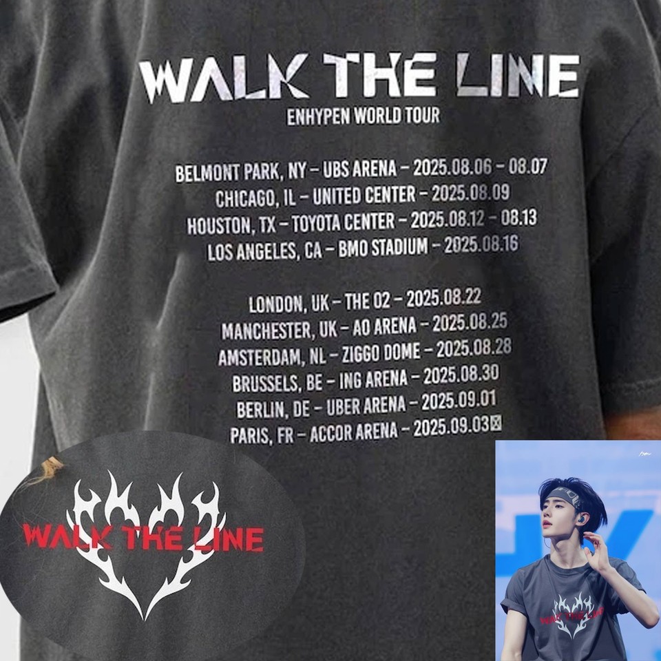 HOT!! Enhypen Walk The Line Tour T-Shirt Kpop Concert Merch | eBay