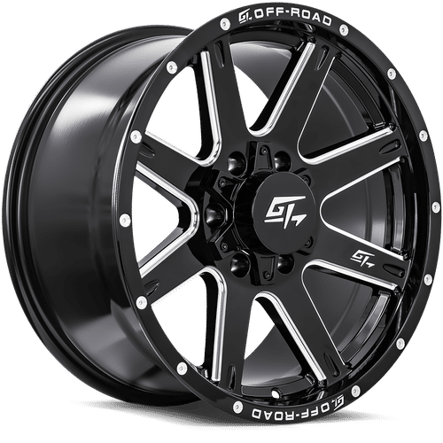 GT Offroad Invasion 17X9 5X127/5X139.7 12mm Gloss Black Milled Dual | eBay