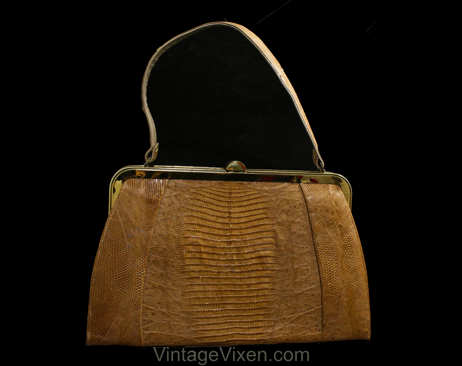 Large XL 1950s Alligator Reptile Bag - Tan Taupe Neutral Purse Handbag ...