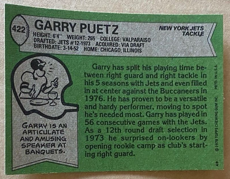 1978 TOPPS CARD #422 GARRY PUETZ NM-MT Condition | eBay