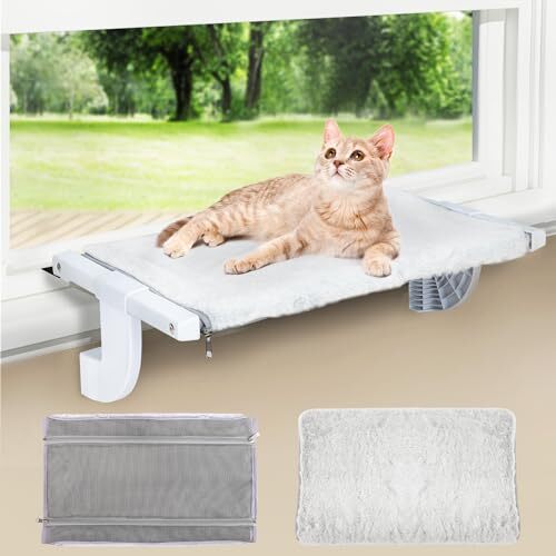 Window Sill Mount Cat Perch for Indoor Cats, One-Step Sliding X-Large ...