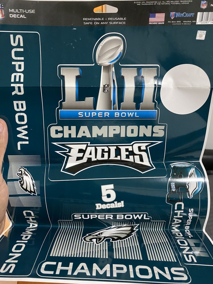 Philadelphia Eagles 2018 Super Bowl Championship Sticker Decal 9 ...