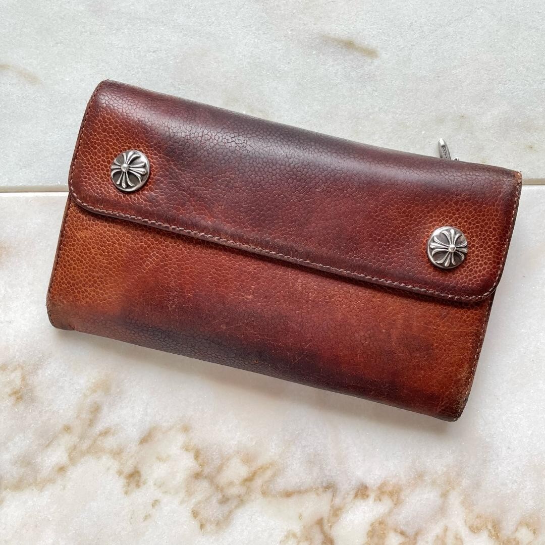 CHROME HEARTS WAVE CROSS BALL Biker leather Long wall… - Gem