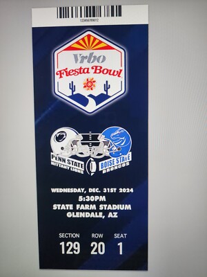 FIESTA BOWL Replica Ticket Stub 12/31 - PENN STATE LIONS vs BOISE STATE ...