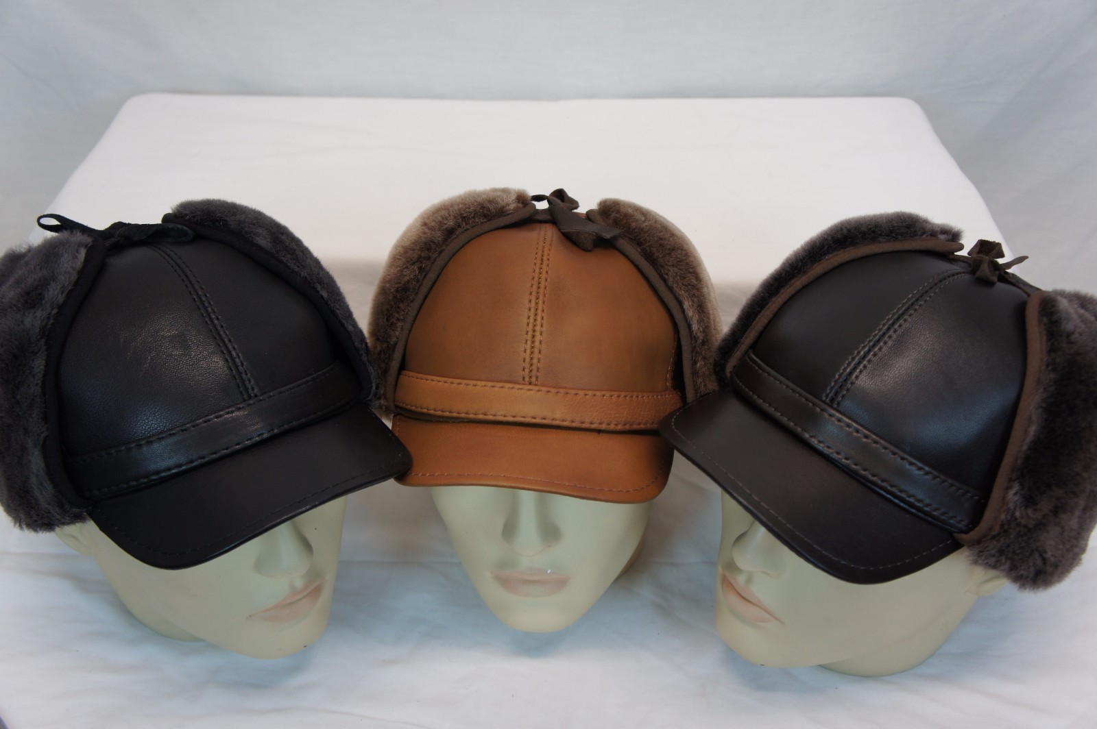 100% Sheepskin Shearling Leather Fur Elmer Fudd Aviator Captain Trapper ...