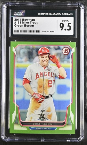 Mike Trout 2014 Bowman Chrome Baseball Green Border CGC Graded 9.5 #27/ ...