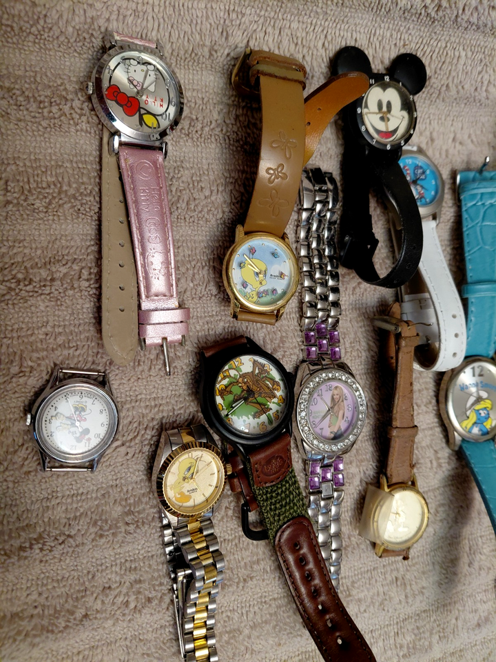 Lot of 15 Disney, Looneytoons, Star Wars kids watches for parts or ...
