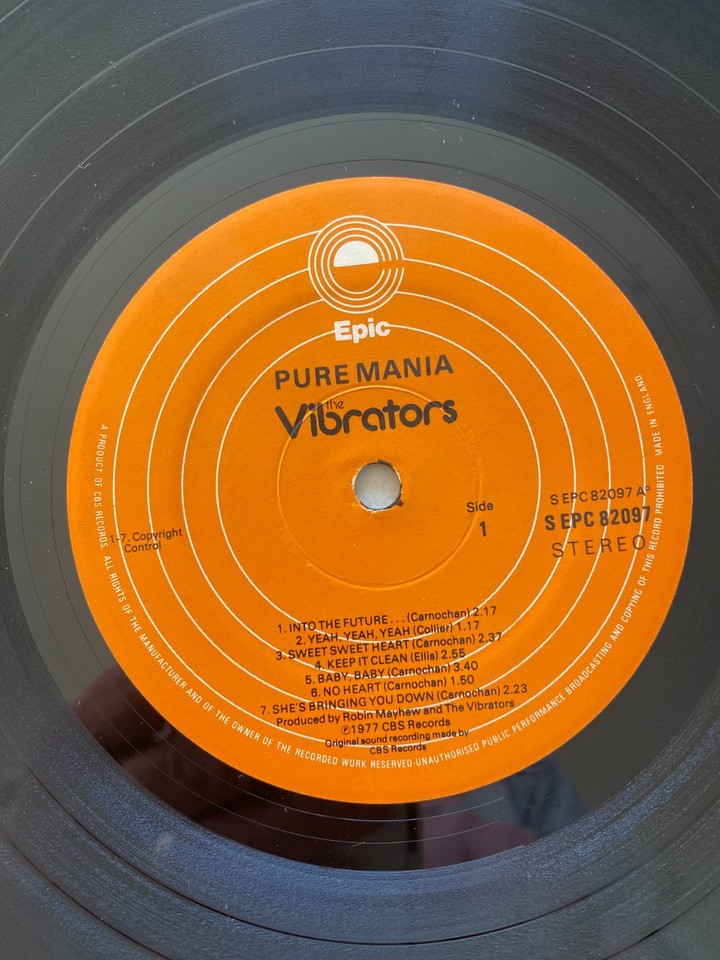 THE VIBRATORS - PURE MANIA - LP - UK - EPC 82097 - A1 / B1 - EX-/EX ...