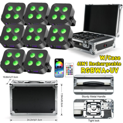 LED 4x25W RGBWA+UV Battery Powered WIRELESS DMX Par Can DJ Uplighting ...