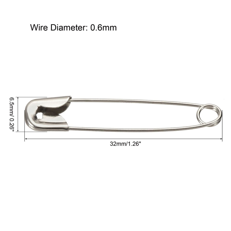 Safety Pins 32mm/1.26 Inch Metal Sewing Pins Silver Tone 1000Pcs ...