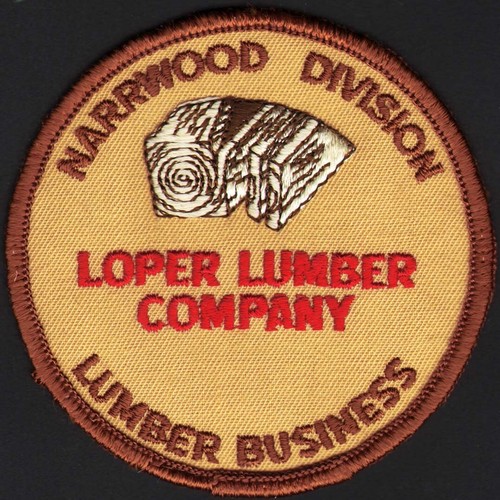 Vintage uniform patch LOPER LUMBER COMPANY Narrwood Division Tuscaloosa ...