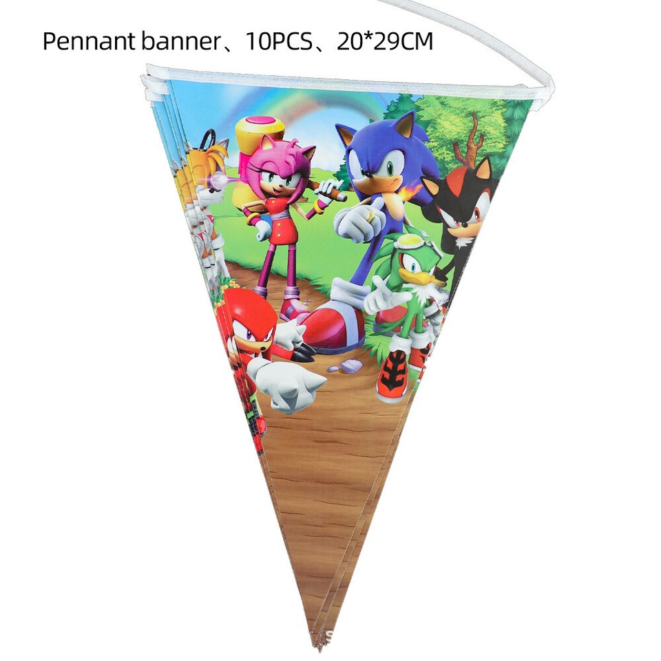 Sonic Hedgehog Birthday Party Decors Tablecloth Balloons Flag Tableware ...