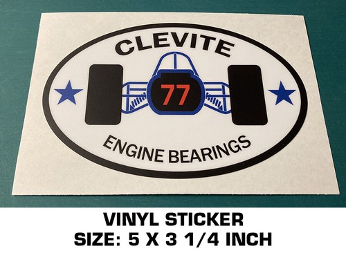 CLEVITE 77 ENGINE BEARINGS VINYL STICKER DECAL-VINTAGE RACING AUTO-CAR ...