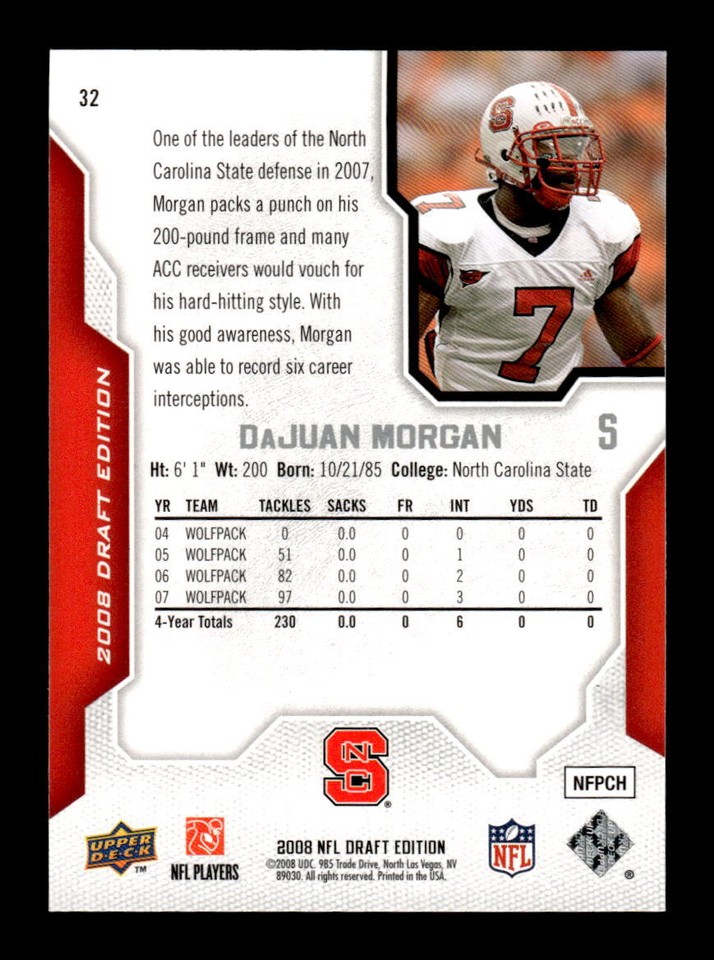 2008 Upper Deck Draft Edition DaJuan Morgan #32 RC | eBay