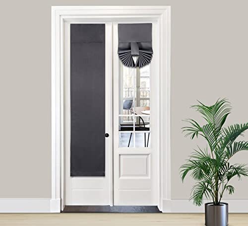 Blackout Front Door Curtain,Door Window Shade Privacy W12XL68 Dark Grey ...