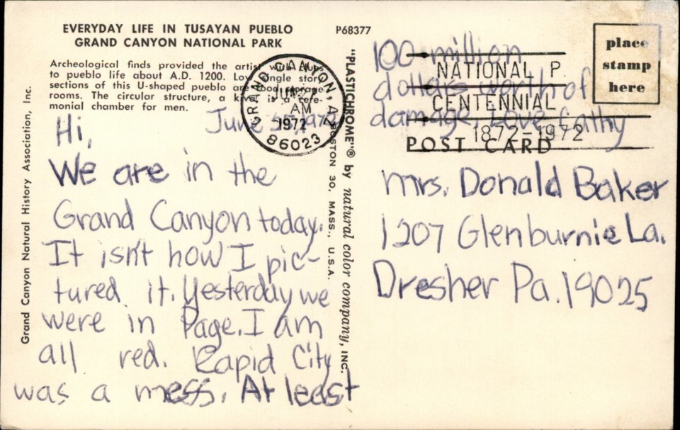 Tusayan Pueblo Grand Canyon National Park vintage postcard s765 | eBay