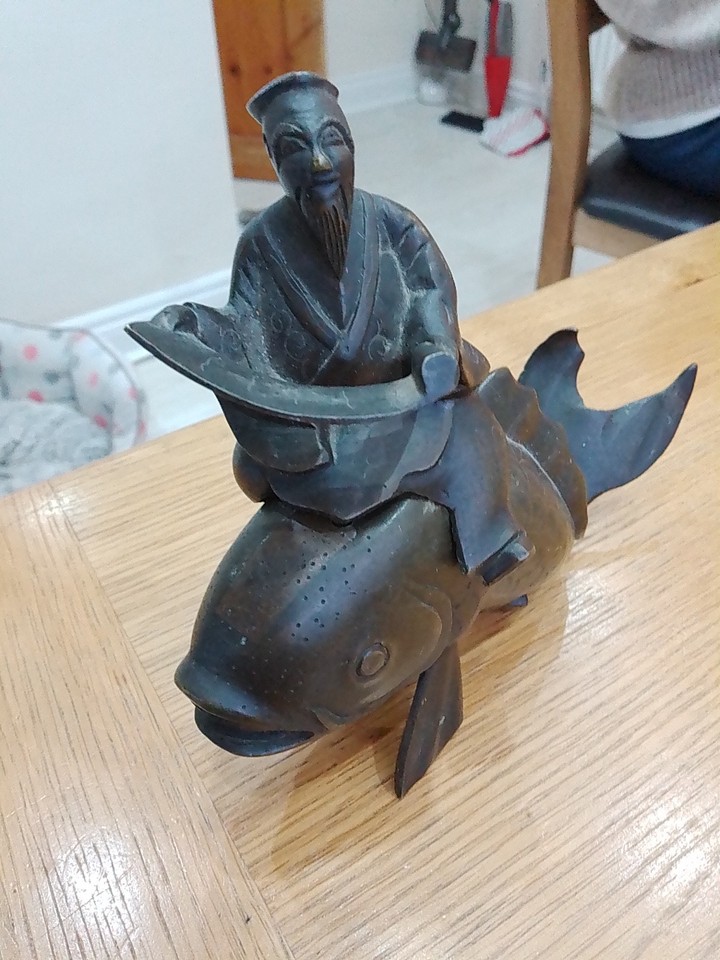 VINTAGE JAPANESE BRONZE LARGE CARP FISH INCENSE BURNER? RARE | eBay UK
