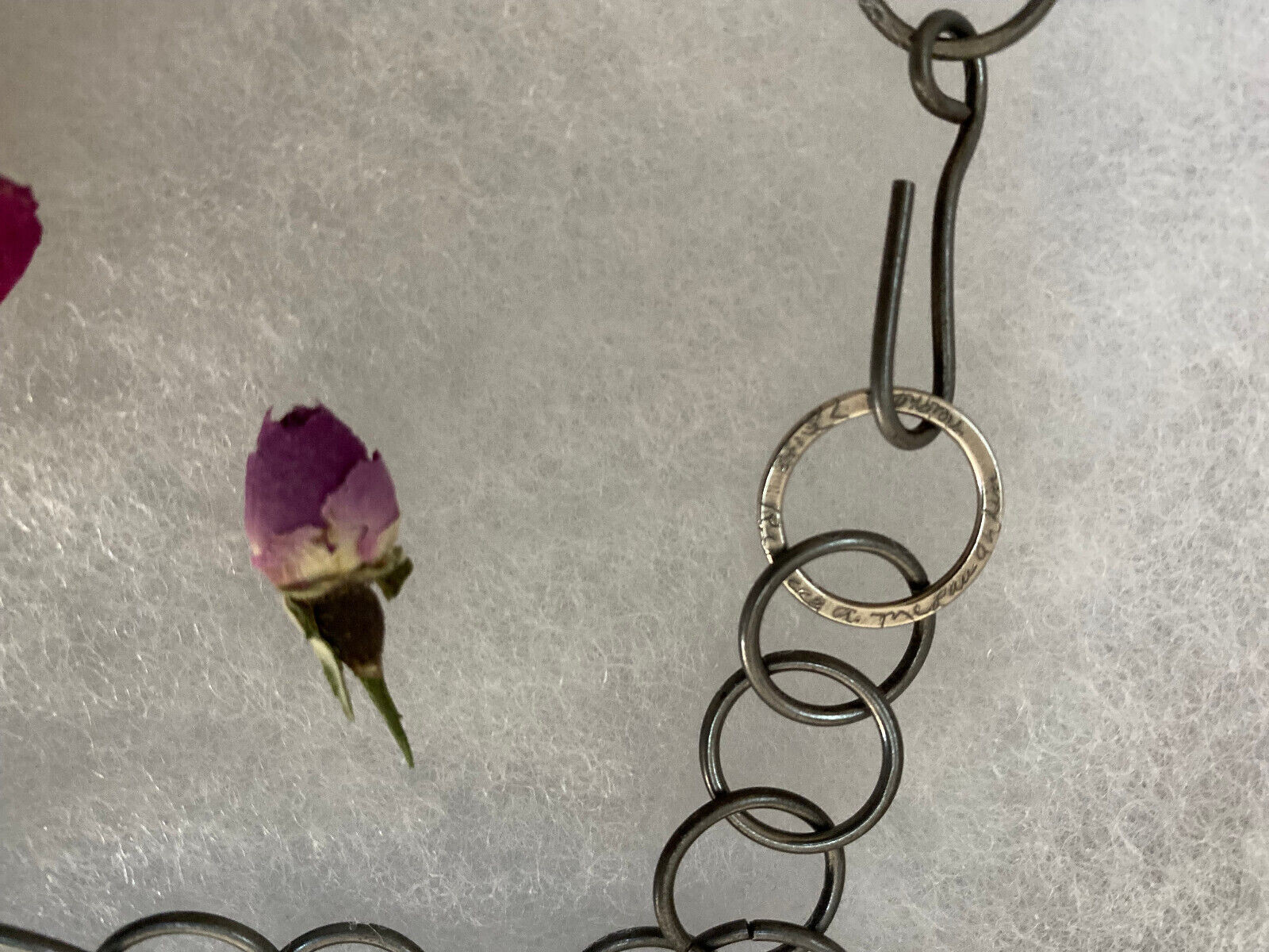 Silver choke chain necklace, artist signed - Gem