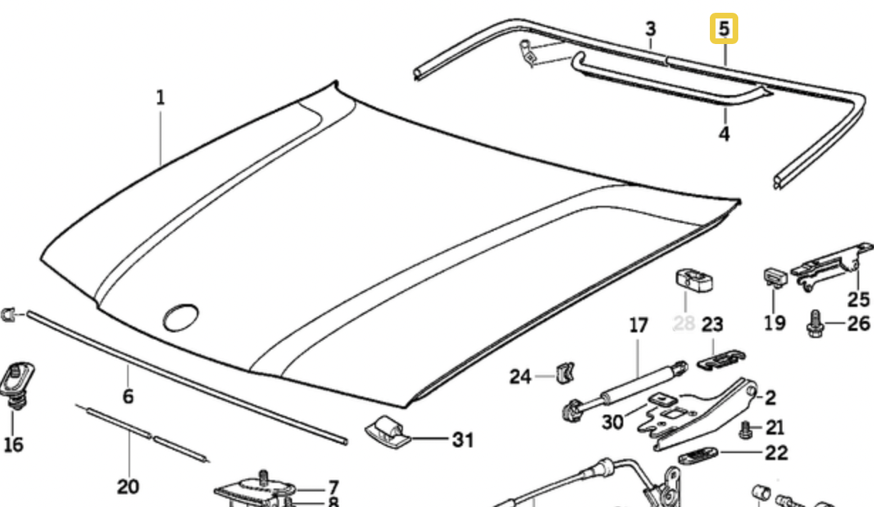 Engine hood gasket for BMW E-36 | eBay